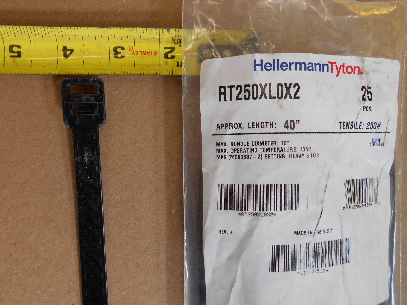 Hellermann Tyton RT250XL0X2 Releasable Cable Tie, 40.6" Long 25pcs | eBay