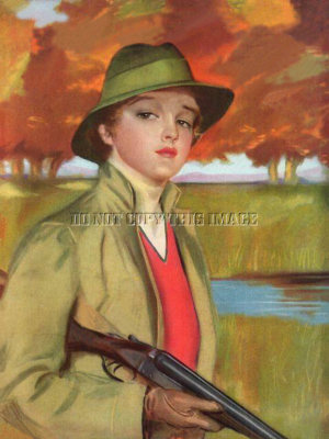 ANTIQUE HUNTING REPRO 8X10 PHOTO PRINT BEAUTIFUL WOMAN DOUBLE BARREL ...