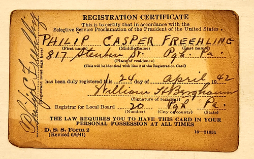 2-Vintage WWII Selective Service Registration Draft Cards - Pittsburgh ...