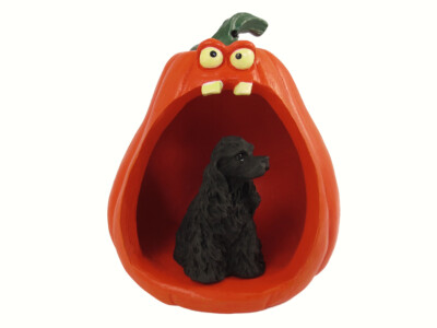 Cocker Spaniel Black Halloween Statue Figurine and Spooky Pumpkin | eBay