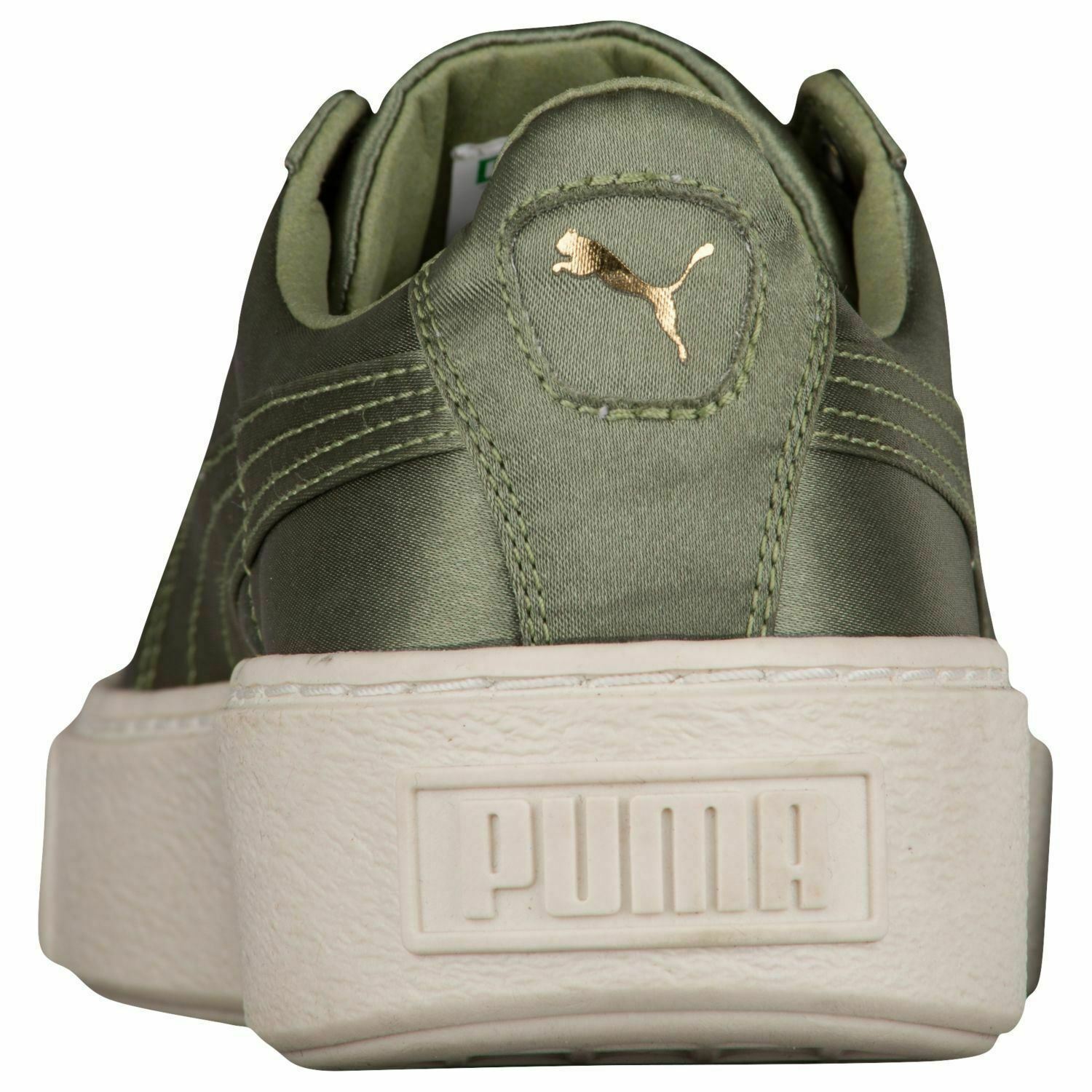 Puma Women's Basket Platform Fashion Sneaker Shoes Satin Green / White ...