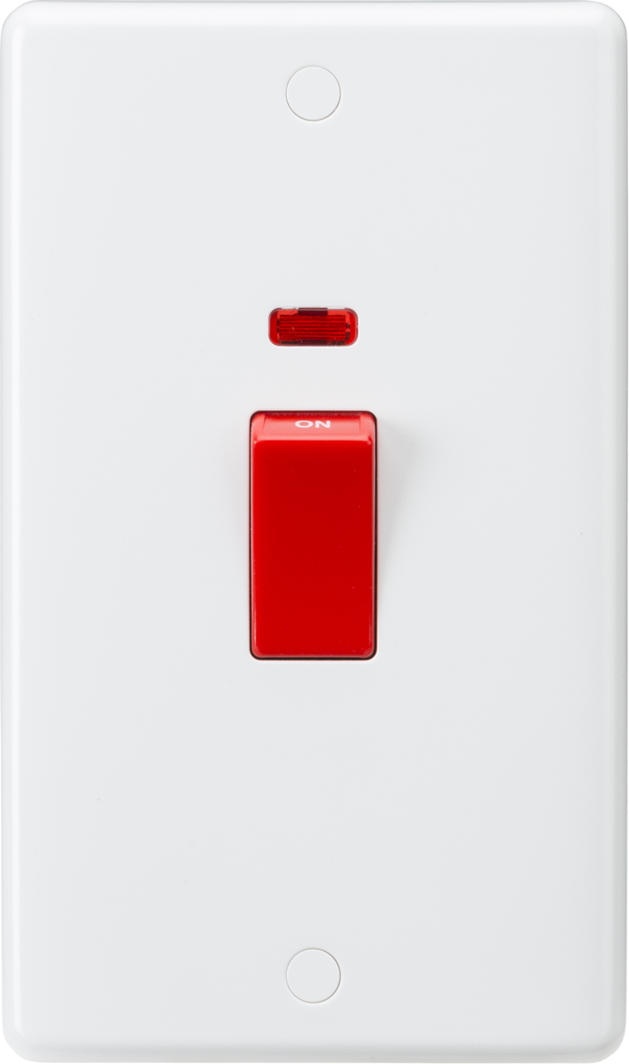 White Curved Edge Wiring Accessories 45A Cooker Connection Unit | eBay