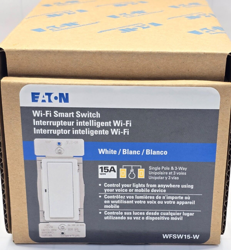 (6) NEW EATON Wi-Fi SMART DECORATOR SWITCHES 1 POLE/3-WAY WHITE WFSW15 ...