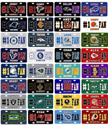 MINI LICENSE PLATES FOOTBALL TEAMS Personalized Kids Bike Doors Wagons ...