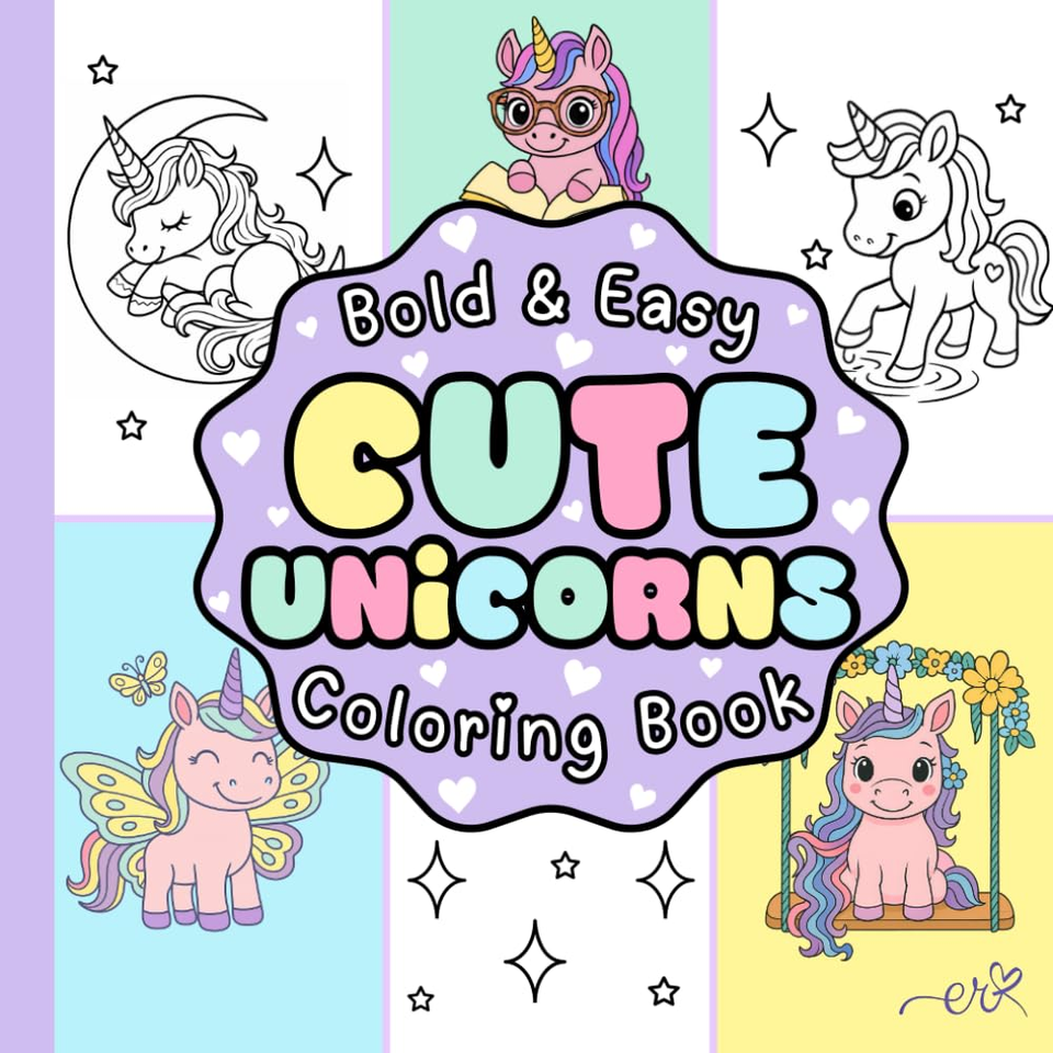 Cute Unicorns Coloring Book: Adorable Unicorn Coloring Pages for Kids ...