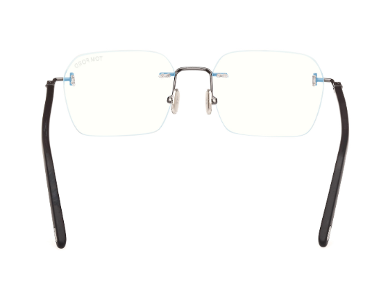 Tom Ford FT5934-B 012 Black-Dark Ruthenium/Blue Block Lenses Men's ...