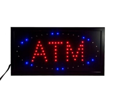 LED ATM Sign Flashing ATM Sign Animated ATM Light Box Window Sign ATM ...