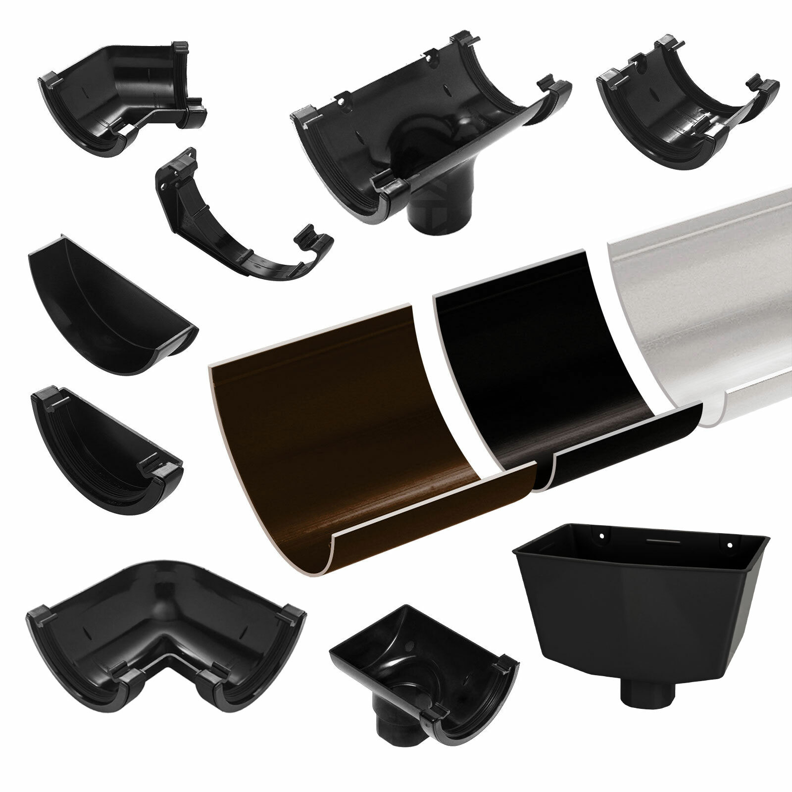 Half Round Guttering UPVC Plastic 114mm Marshall Tufflex Rainwater ...