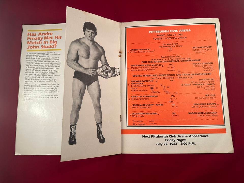 WWF WWE Magazine Program Vol 101 Andre The Giant Snuka Rocky Backlund ...