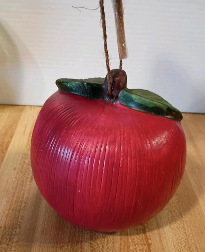 Ceramic Red Apple Birdhouse Worm Hole With Wood Perch | eBay