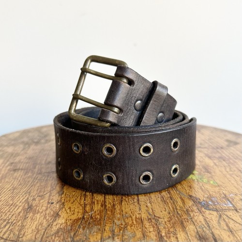 RRL Double RL Brown Leather Military Office Belt Brass Prong Size 32 ...