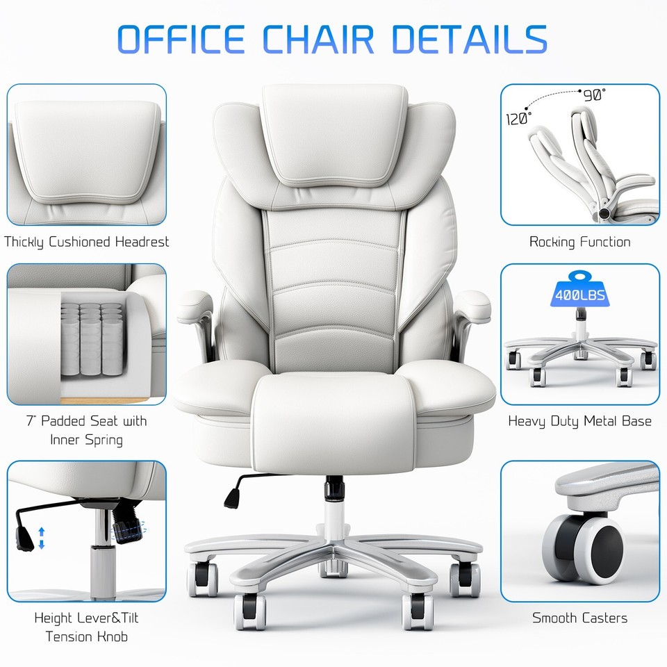 Big and Tall Fabric Computer Chair,Full Stainless Steel Comfy Ergonomic ...