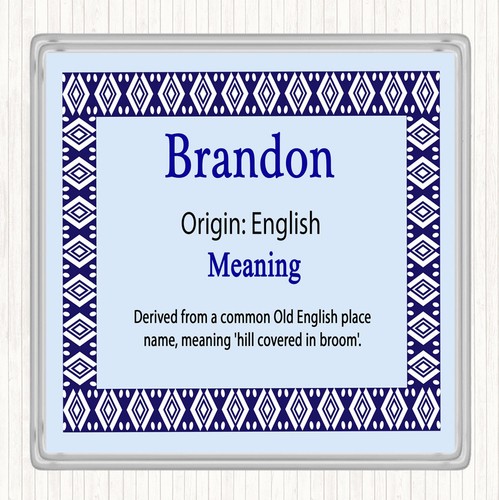 Brandon Name Meaning Drinks Mat Coaster Blue | eBay