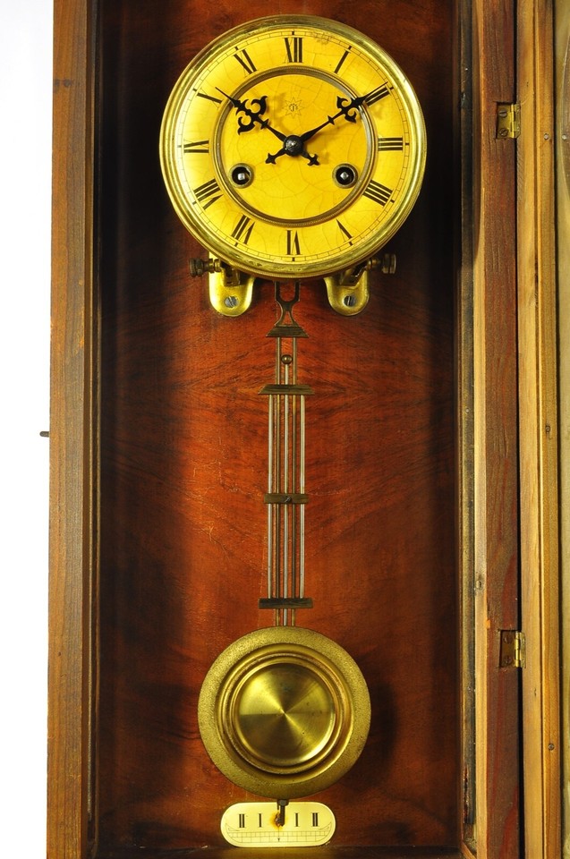 Amazing Antique German Junghans Keyhole Spring Driven Wall Clock approx ...