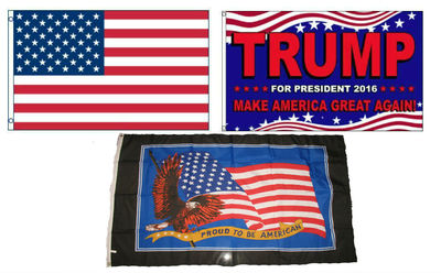 3x5 Trump 2016 & USA American & Proud to be American Wholesale Set Flag ...