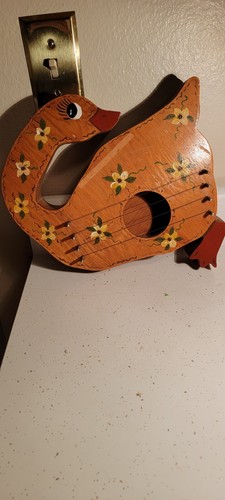 VINTAGE HANDCRAFTED WOOD 4 STRING HARP (?)GOOSE FARMHOUSE DECOR FOLK ...