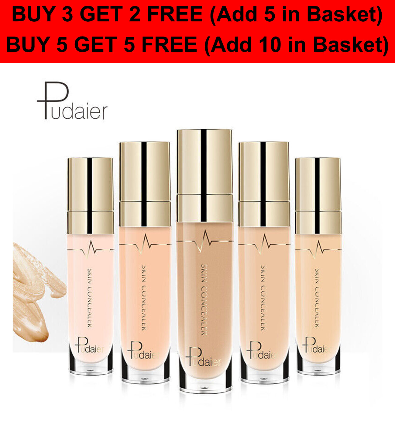 Pudaier Liquid Foundation Concealer Long Lasting Waterproof Full ...