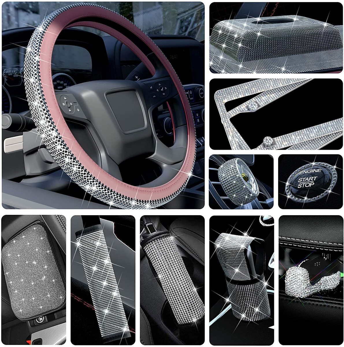 Bling Car Accessories 🔥8 Pieces Bling Car Accessories For Women