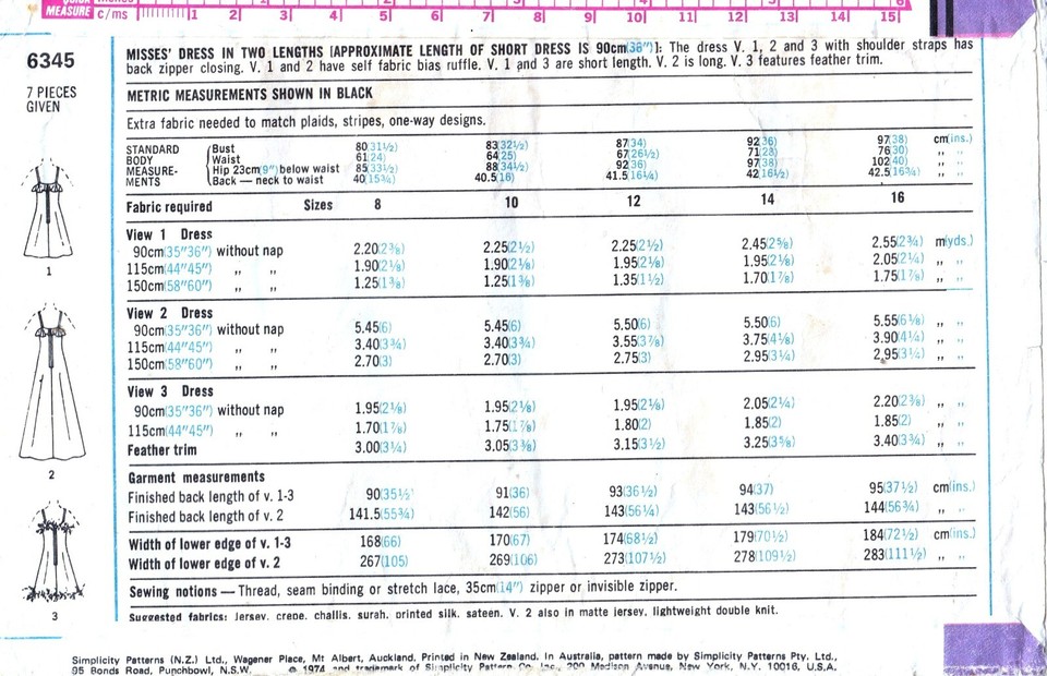 Simplicity 6345 vintage 70s pattern size 12 cocktail evening disco ...