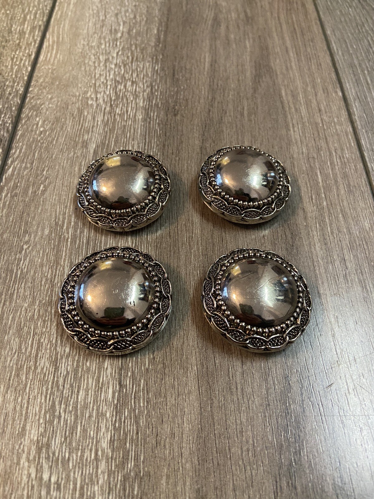 4 Vintage Silver Color Plastic Button Covers 1.5 Inches | eBay