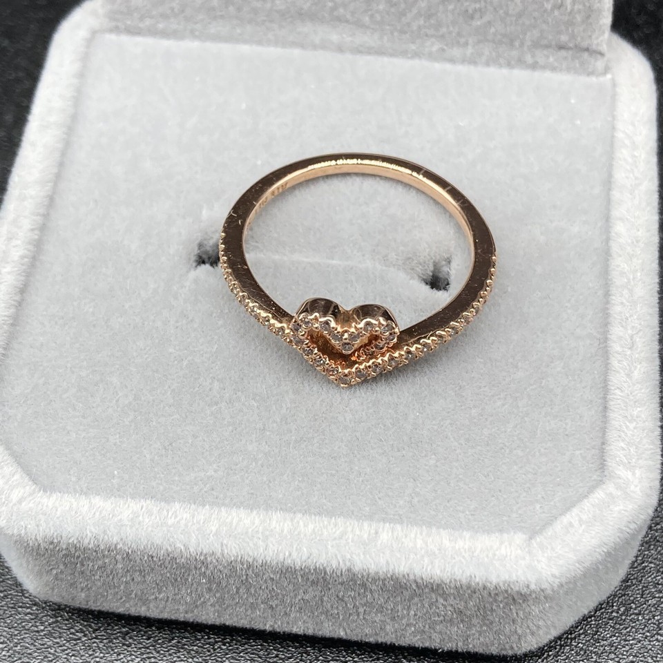 Pandora ALE MET 54 925 Rose Gold Filled CZ Sparlking Wishbone Heart ...
