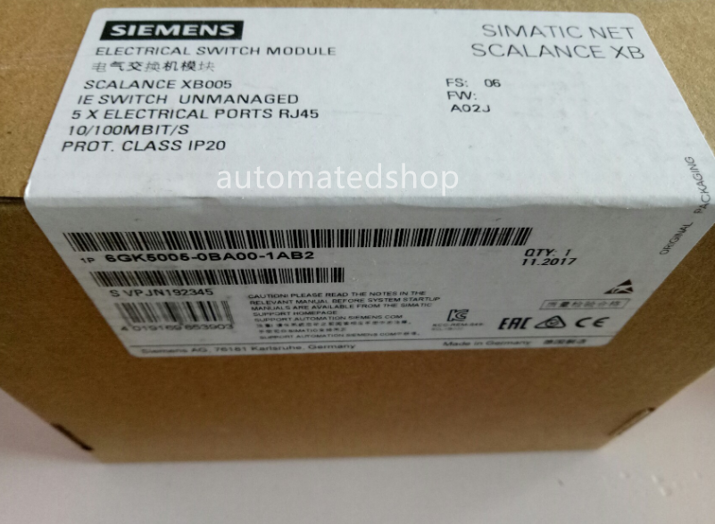 6GK5005-0BA00-1AB2 Siemens XB005 unmanaged industrial Ethernet switch ...