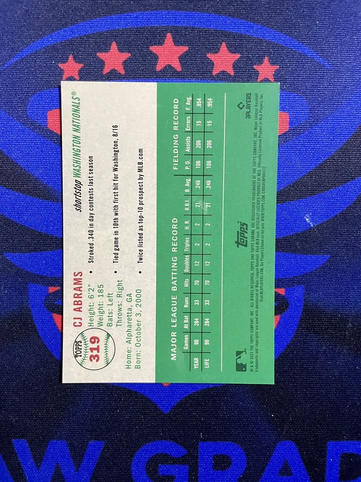 2023 Topps Chrome Platinum Anniversary #319 CJ Abrams Topps Logo ...