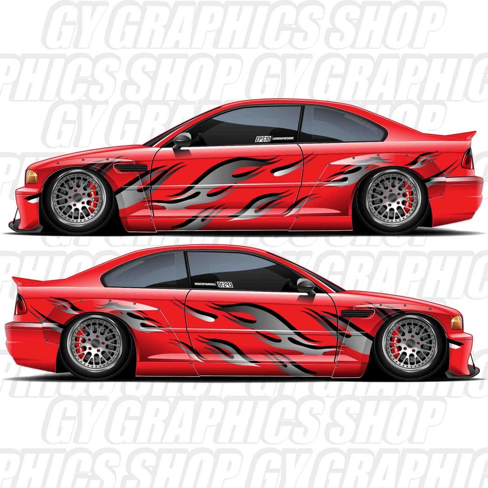 ENJOU-Livery Custom Racing Decals Drift Racing Door Banner JDM Side | eBay