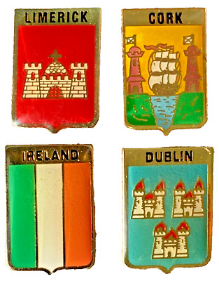Cork/Limerick/Dublin/ Irish Flag Family Surname 4 Pin Badges Numberd ...