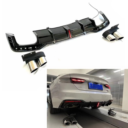 Rear Bumper Diffuser Lip Exhaust Pipe For Audi A5 S-Line Facelift S5 ...