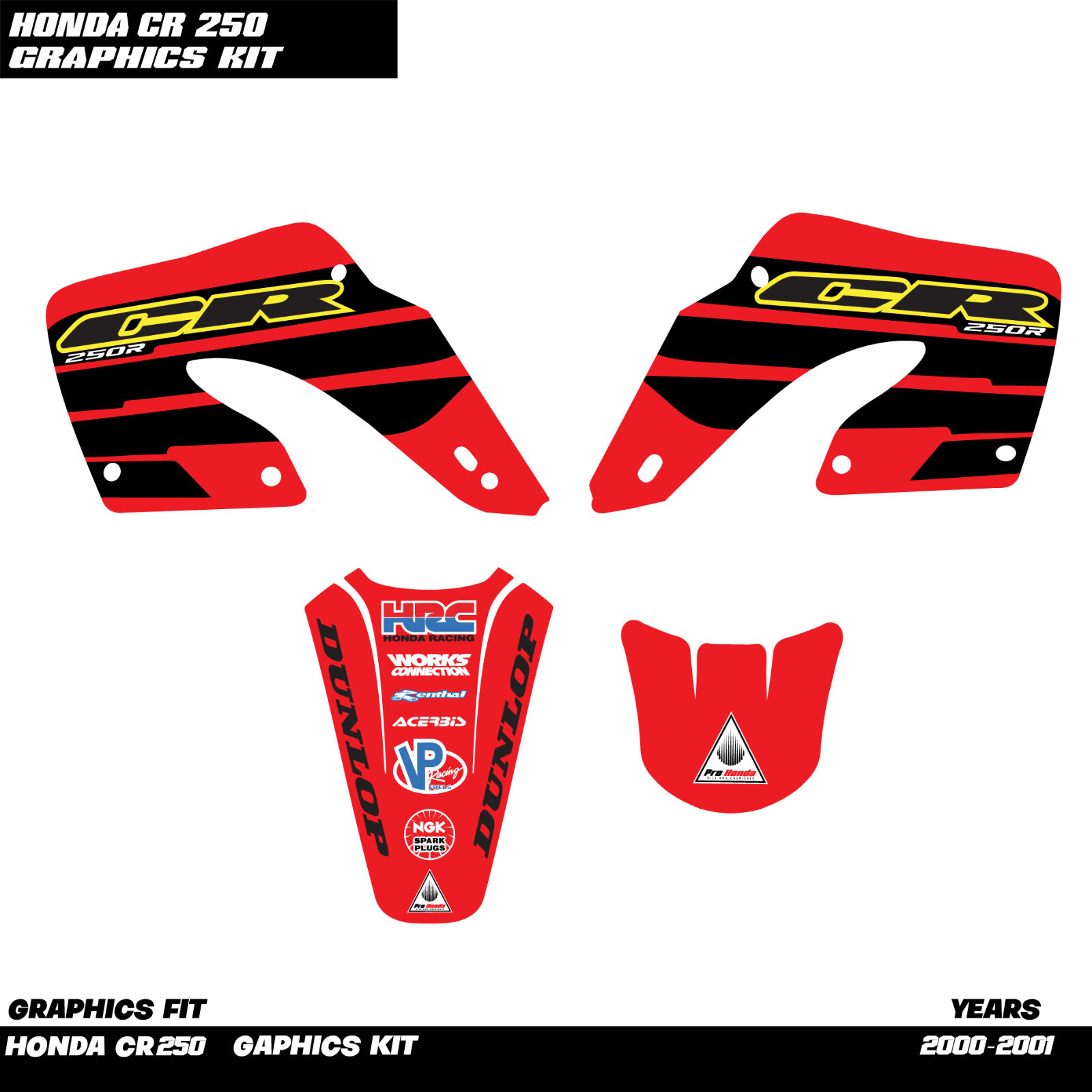 CR125 CR250 GRAPHIC KIT HEAVY DUTY GLOSS MOTOCROSS MX 21mil LAMINATE ...