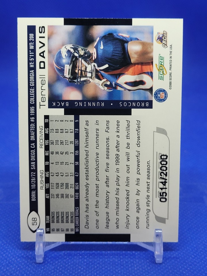 2000 Score Terrell Davis #58 HOF /2000 | eBay