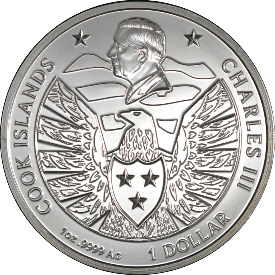 1 oz Silver Coin 2023 Cook Islands Legacy Eagle $1 Mint Capsule BU ...