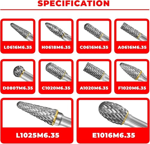 Tungsten Carbide Burr Set 1/4" Shank 10PC for Steel and Wood Working | eBay