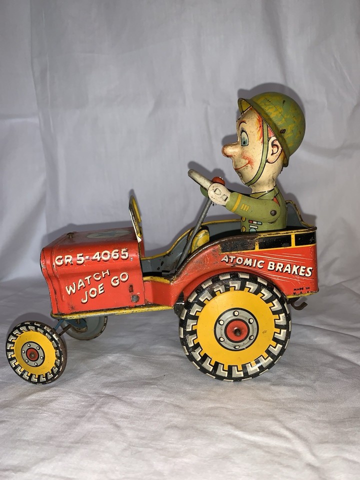 1940’s G.I. Joe And His Jouncing Jeep Tin Litho Wind Up Toy - Unique ...