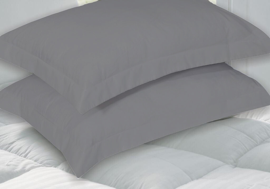 2X Oxford Pillow Cases Luxury Poly Cotton Pair Pack Plain Bedroom ...