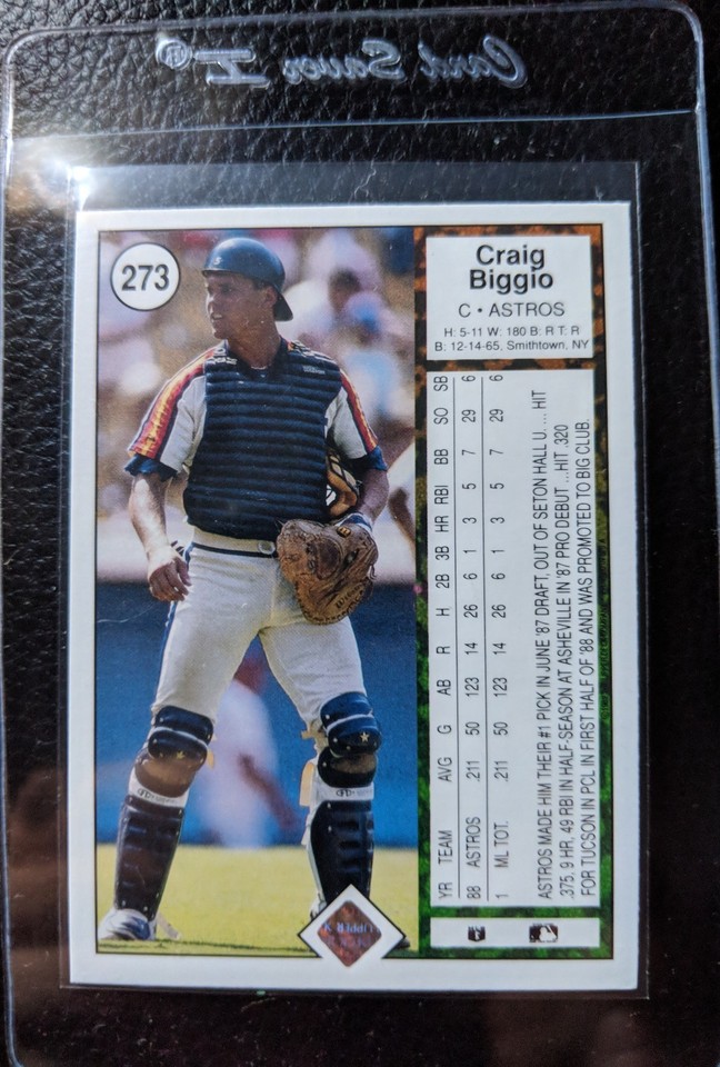 1989 UPPER DECK #273 CRAIG BIGGIO ROOKIE CARD RC HOUSTON ASTROS HOF ...