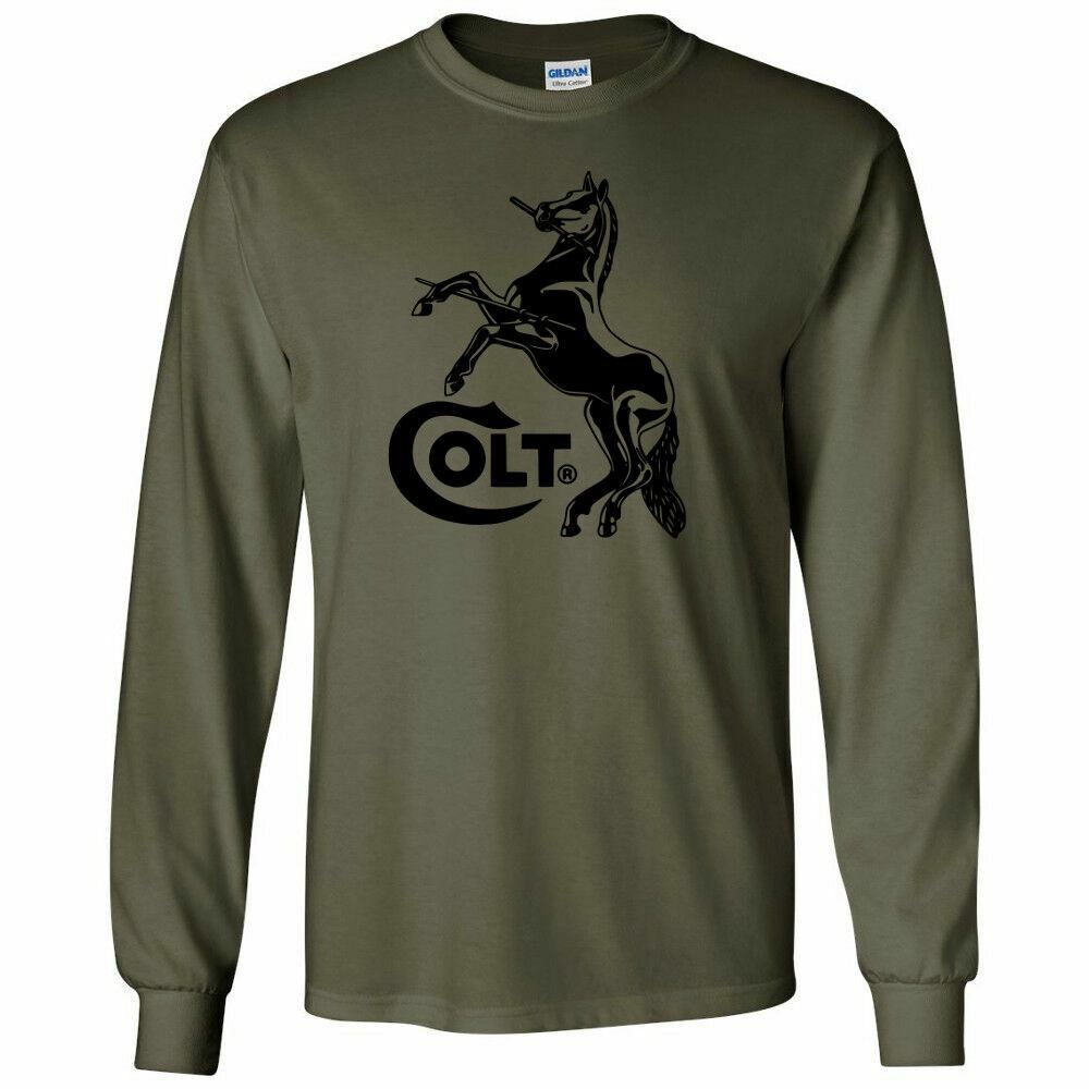 Colt Horse Black Logo Long Sleeve Shirt 2nd Amendment Pro Gun Tee Rifle ...