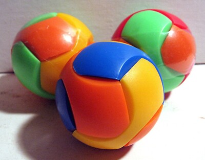 Lot of 3 Puzzle Balls Colorful 6 Pc Brain Teaser Unused Old Store Stock ...