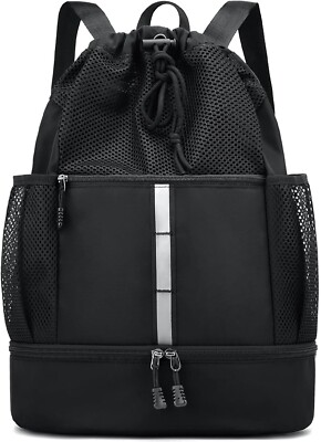 Sports Backpack with Wet Pocket&Shoe Compartment, Lightweight (Black ...