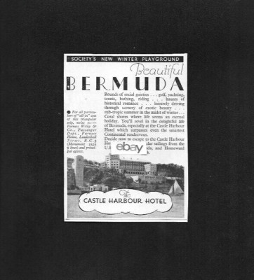 CASTLE HARBOR HOTEL 1934 BEAUTIFUL BERMUDA SOCIETY'S NEW WINTER ...