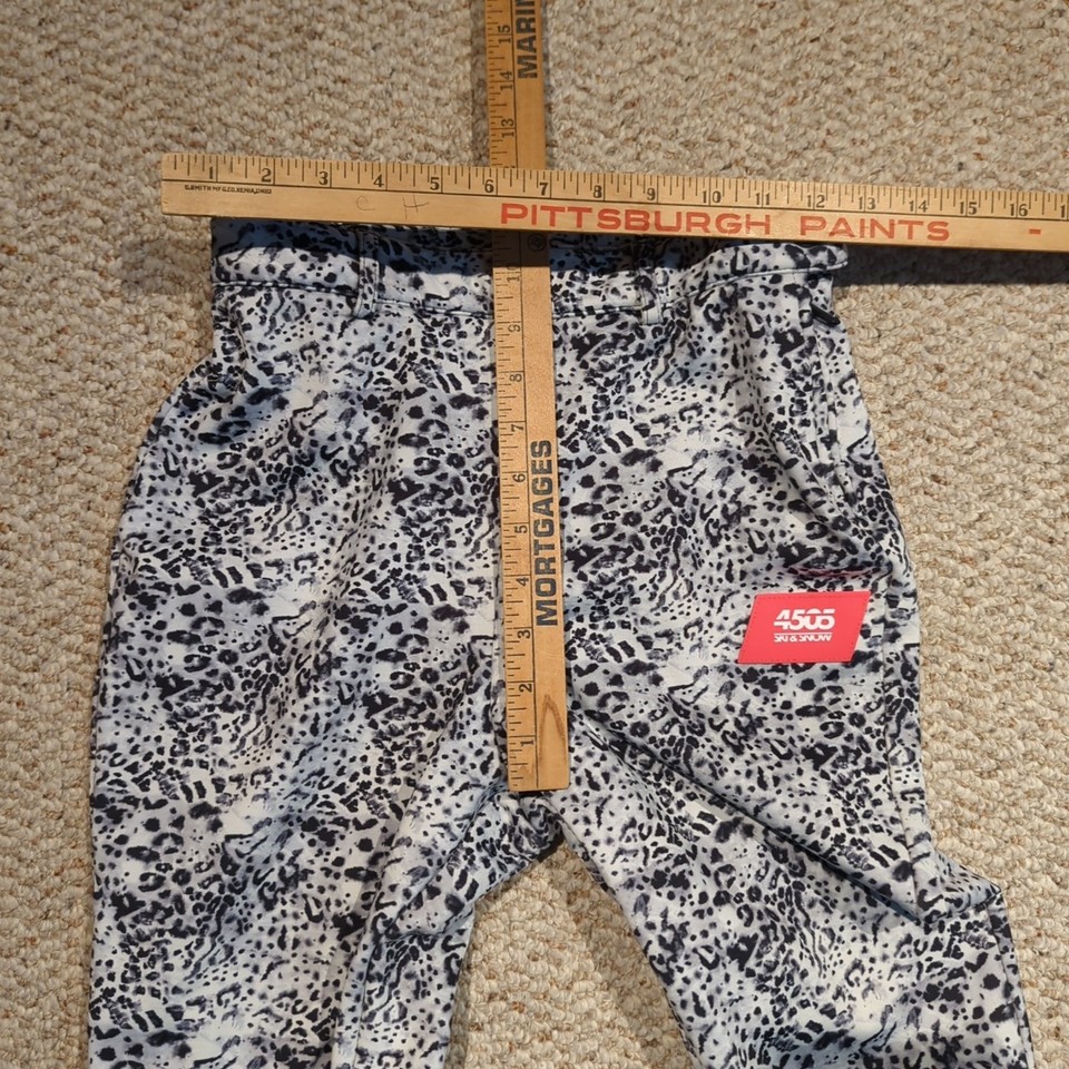 ASOS 4505 Ski Snow Pants Womens 6 Black White Stirrup Snowboard Leopard ...