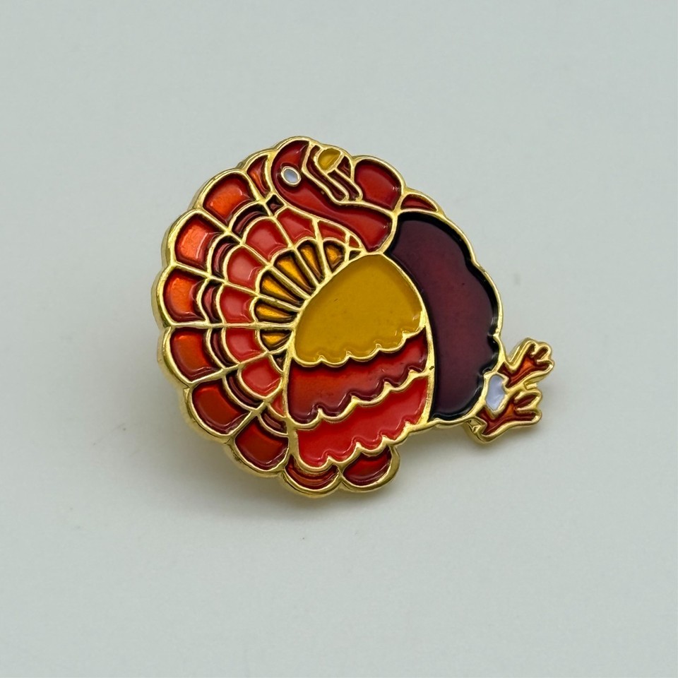 PinMart's Thanksgiving Turkey Fall Autumn Enamel Lapel / Hat Pin Gold ...