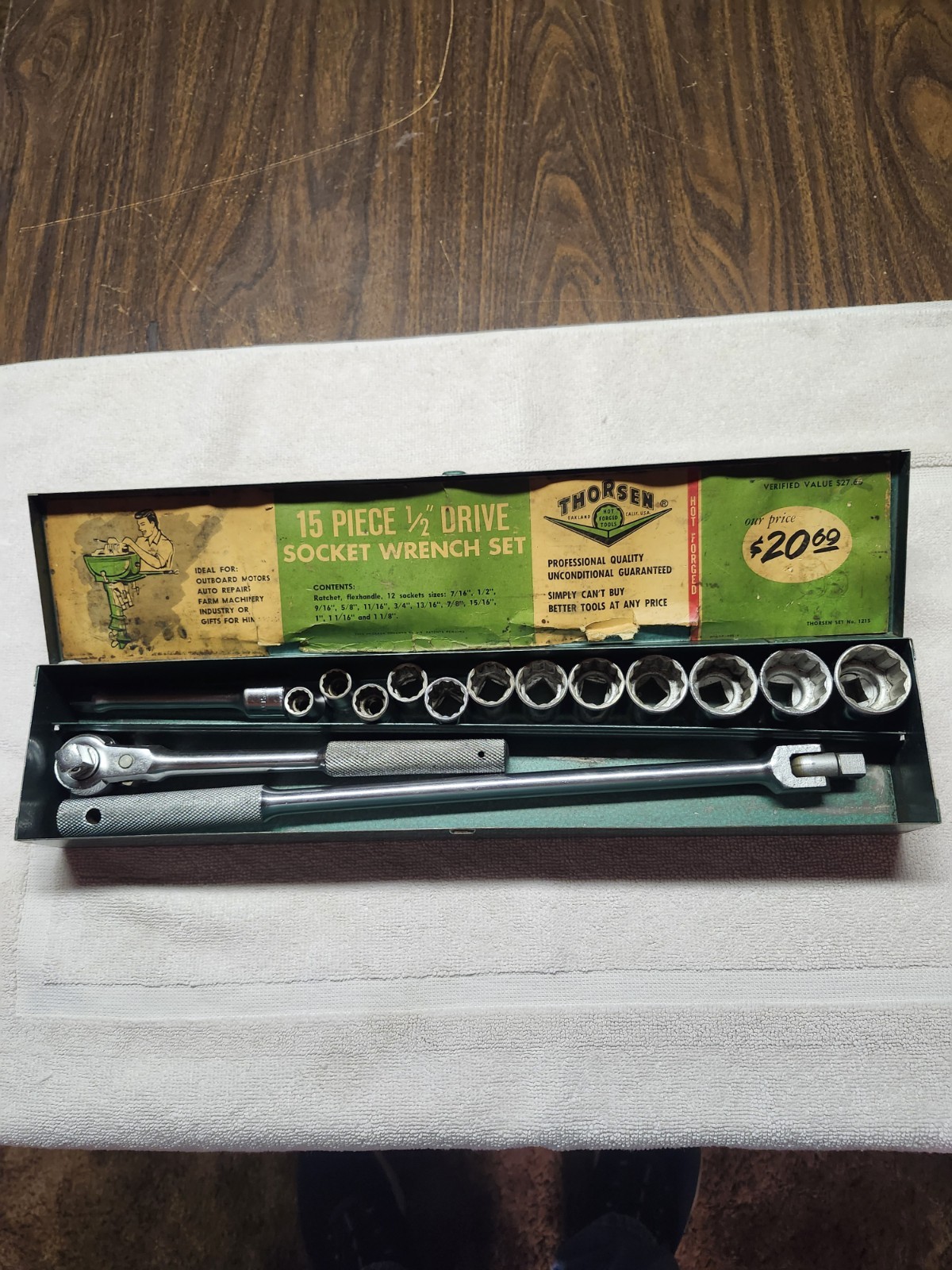 VINTAGE THORSEN 15 PIECE 1/2' DRIVE SOCKET SET IN ORIGINAL BOX | eBay