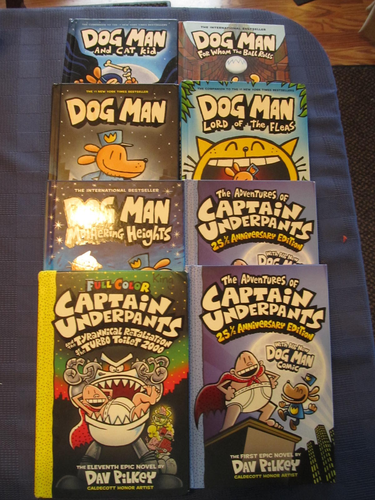 Dav Pilkey 5 Dog Man HC Books & two Captain Underpants HC Books | eBay