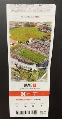 Dylan Raiola 2024 NCAA Football Ticket Stub Debut Nebraska Huskers vs ...