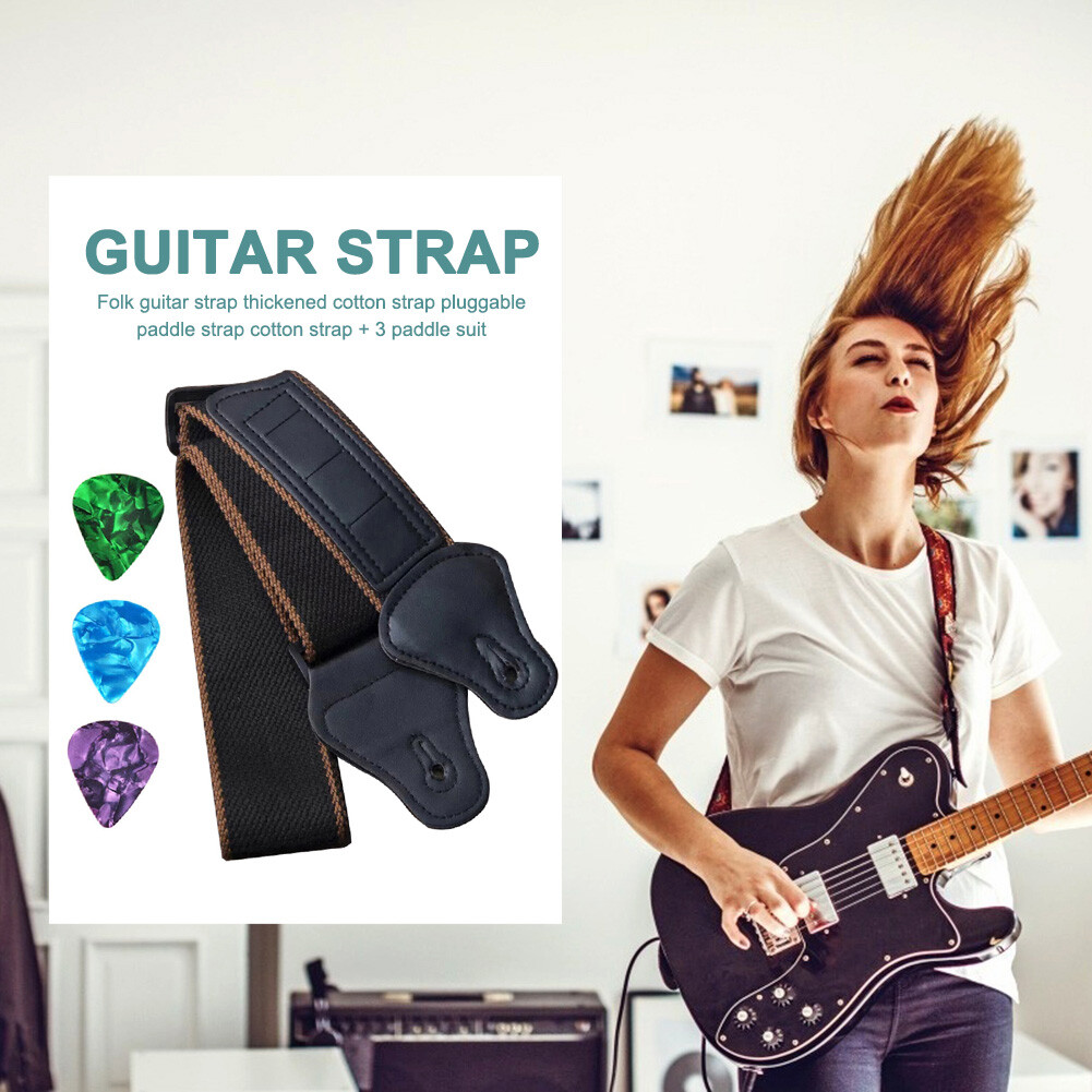 Acoustic Electric Guitar Belt Strap w/3 Plectrums Picks Instrument ...