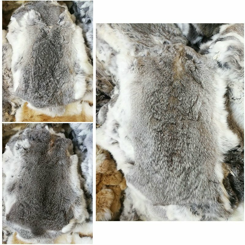 6Pack Natural Genuine Soft Rabbit Fur Pelt Skin Tanned Leather Hide ...