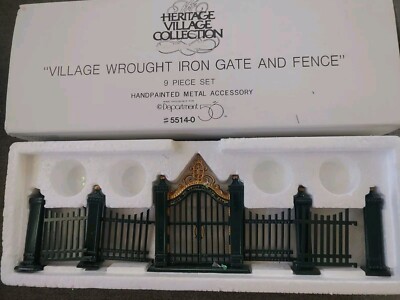 Dept 56 Heritage Village Wrought Iron Gate and Fence 9 Pc #5514-0 ...