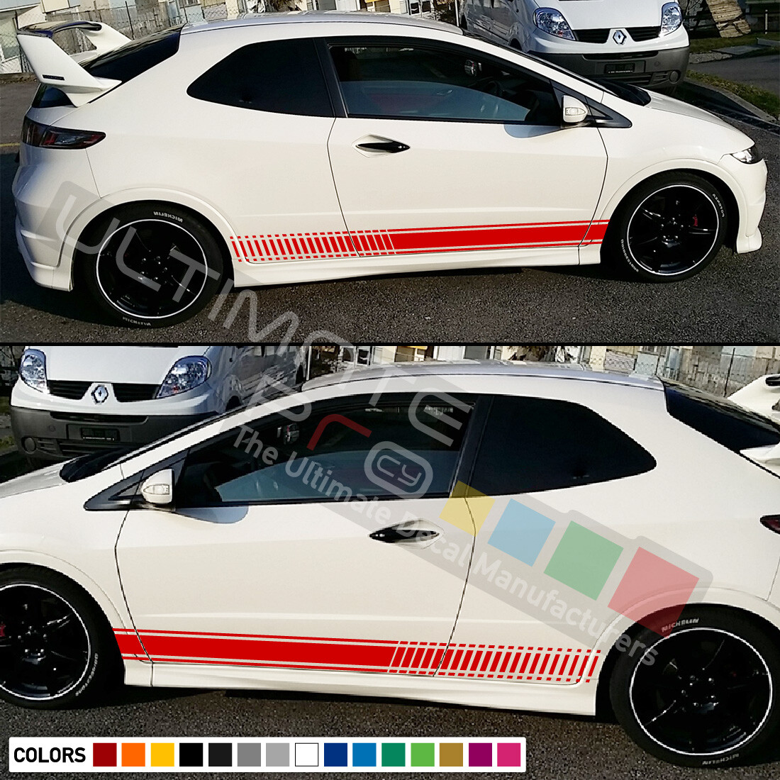 Decal Sticker Stripe Kit for HONDA Civic Type R FN2 Flare Brakes Cover ...